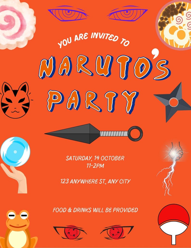 Naruto Inspired Invitations - Etsy