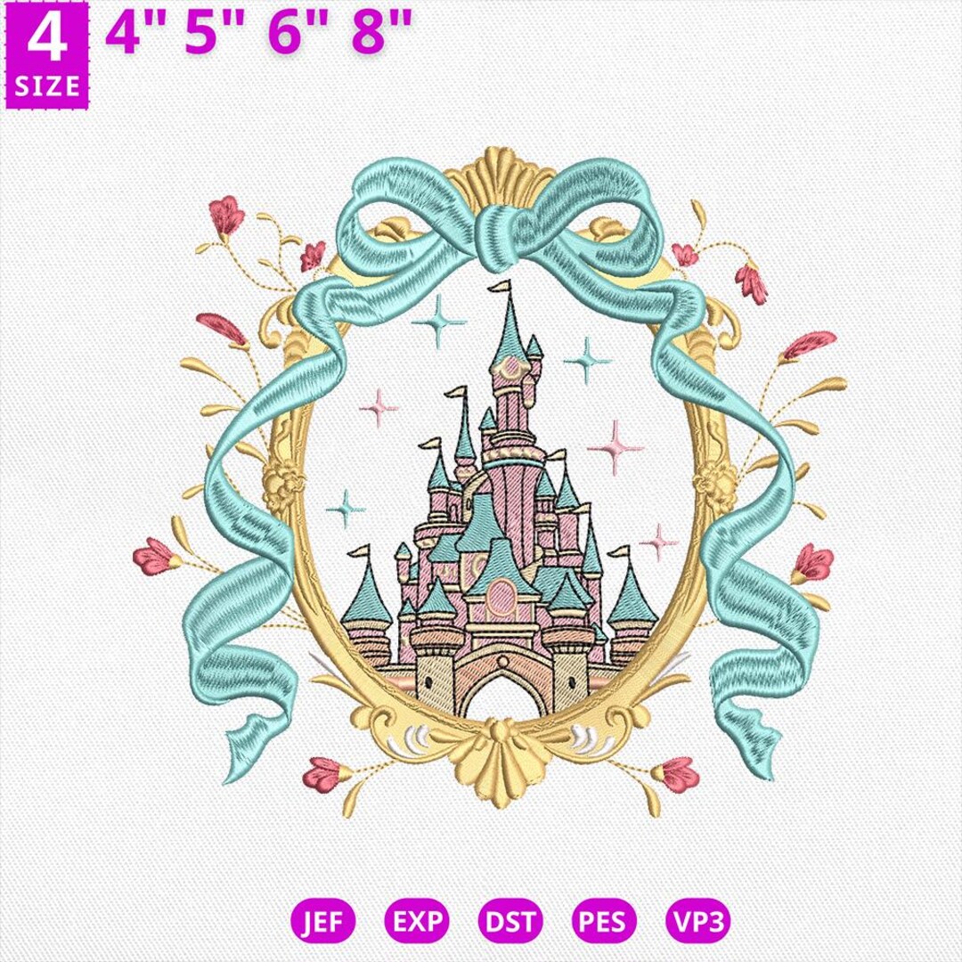 Magic Castle Embroidery Design, Magical Mirror Coquette Bow Embroidery ...