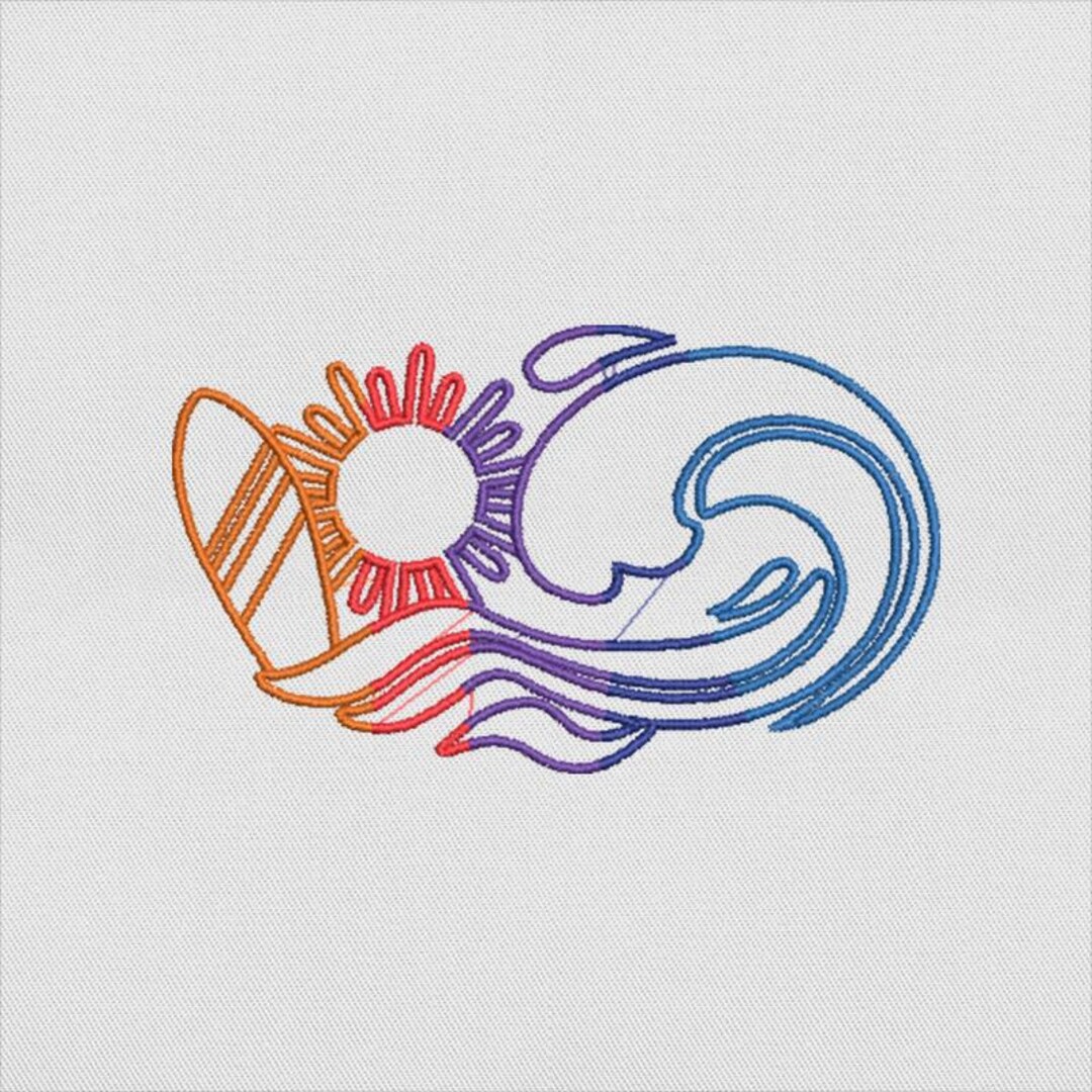 Surf Sun Wave Embroidery Design, Summer Surfboard Line Art Outline File ...