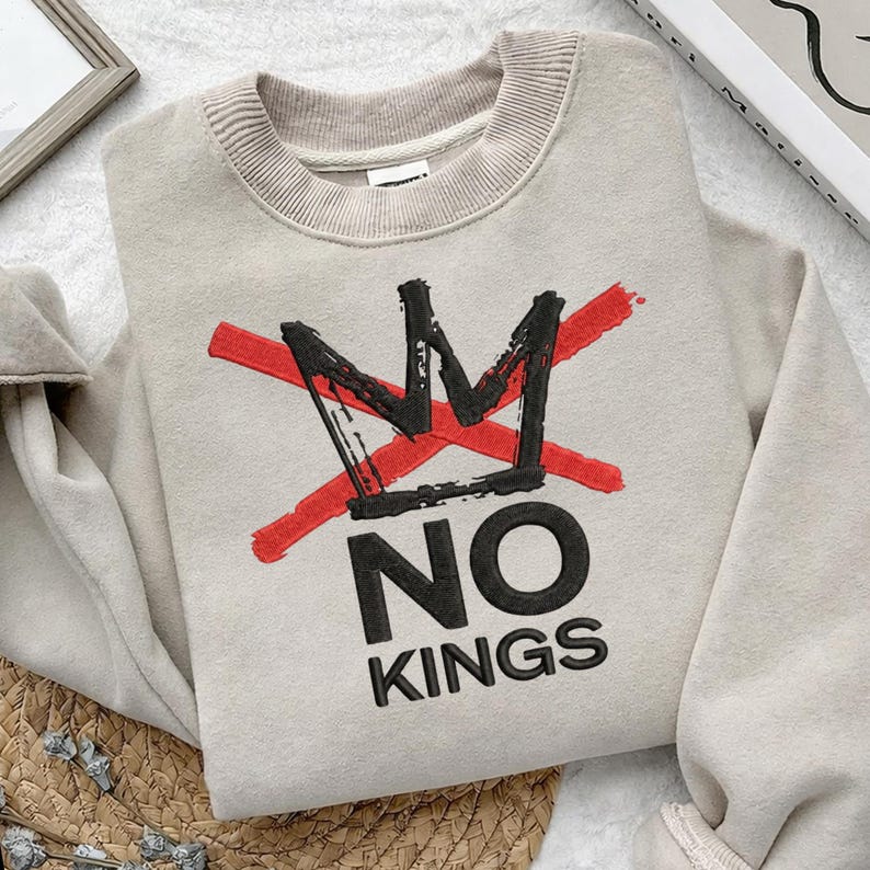 No Kings in America Embroidery File, Anti Authoritarian Protest ...