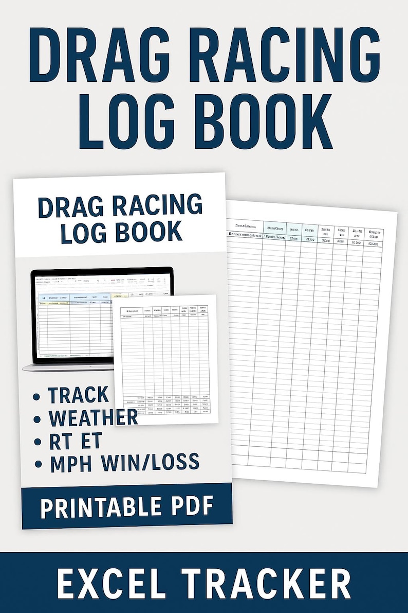Drag Racing Log Book | Printable + Excel Tracker | RT, ET, Weather, Win ...
