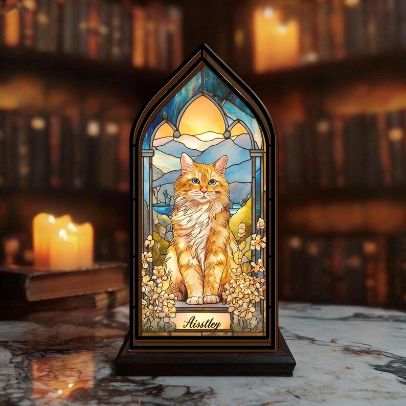 Personalized Pet Book Nook Suncatcher, Custom Pet Portrait With Name ...