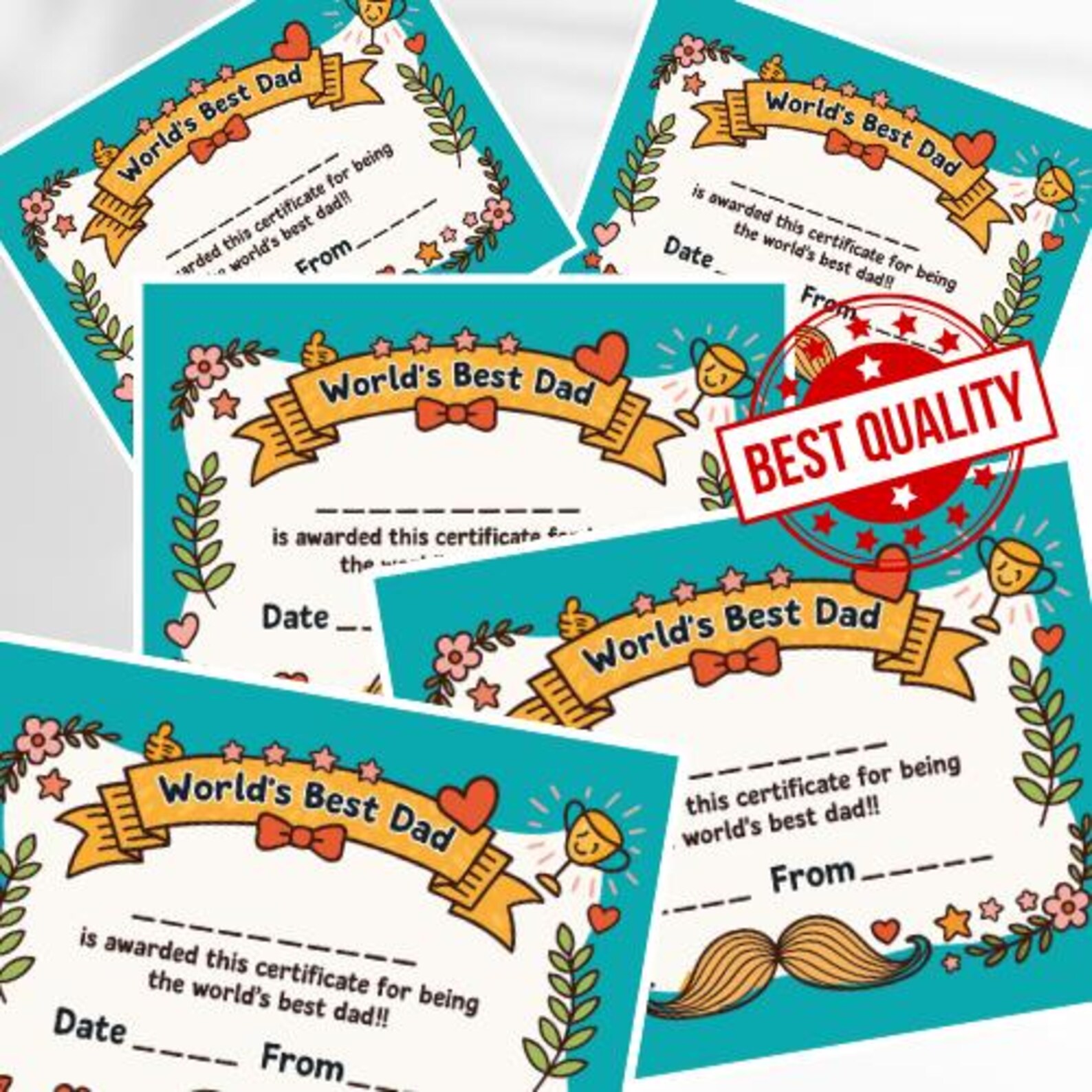 Happy Father's Day - World's Best Dad Certificate | Best Father's Day ...