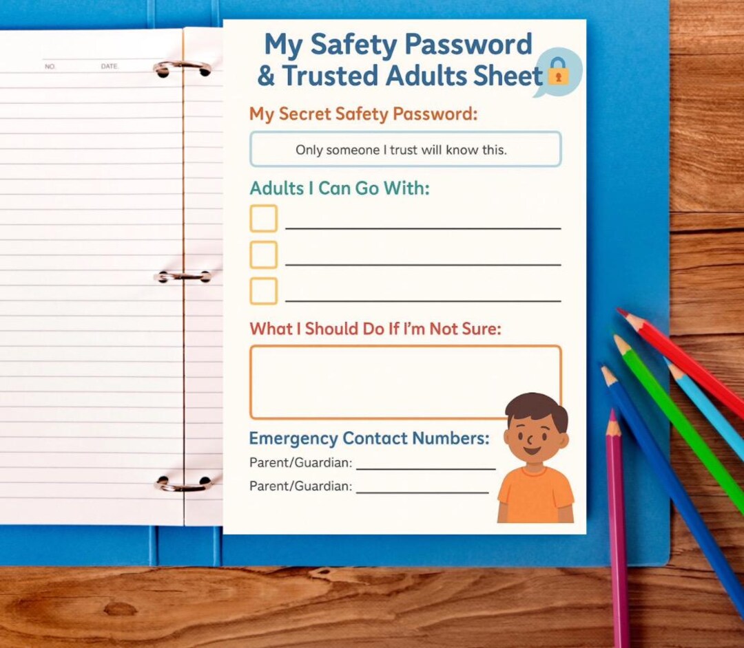 Kids Safety Chart-printable Trusted Adult Chart - Etsy