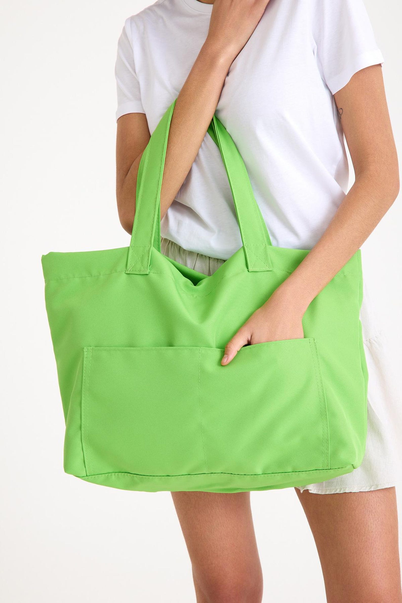 Green Large Canvas Tote Bag | Canvas Bag With 4 Pocket, Extra Large ...
