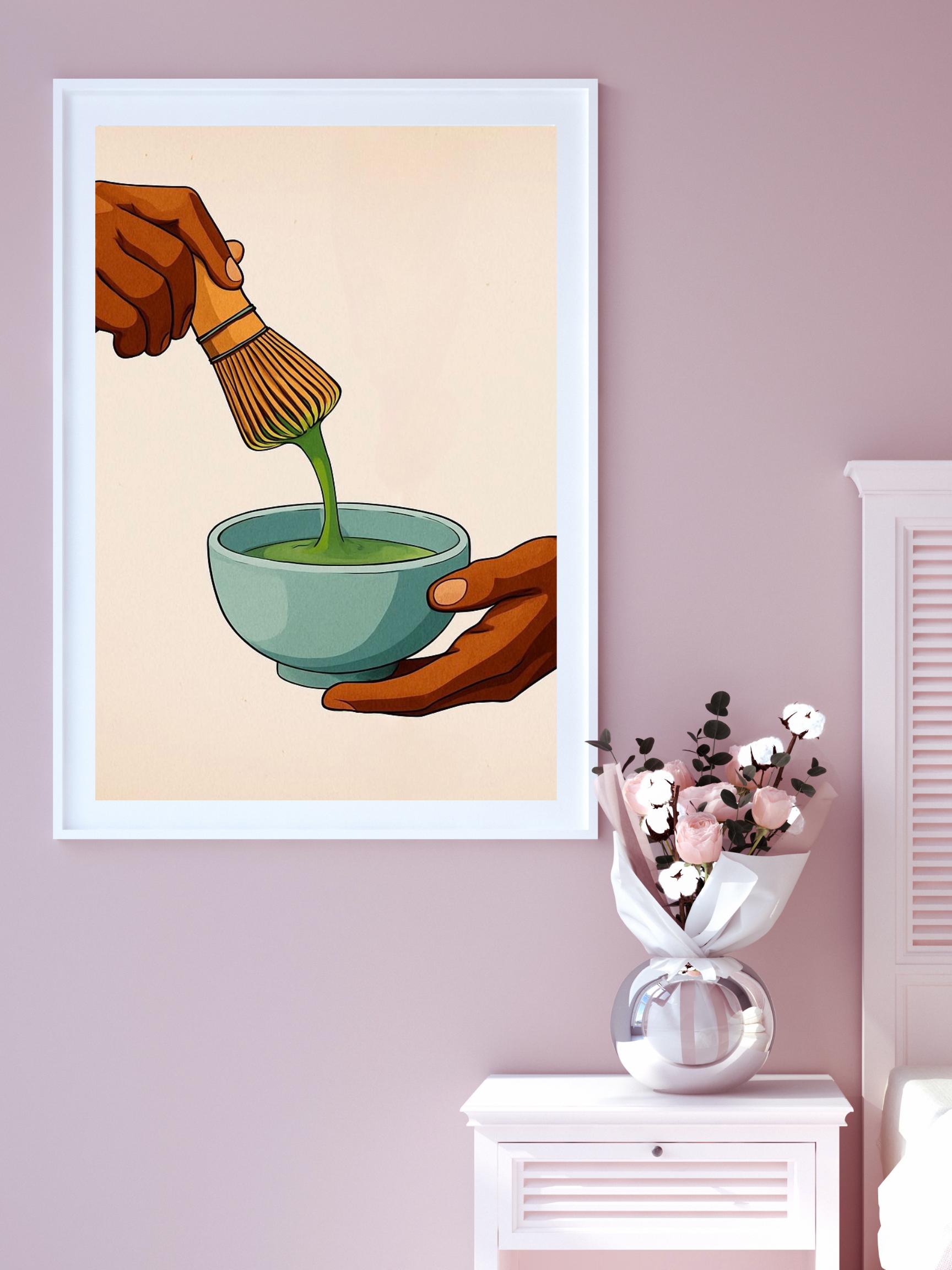 Modern Matcha Art Print – DIGITAL DOWNLOAD, Bold Japanese Tea Whisk ...