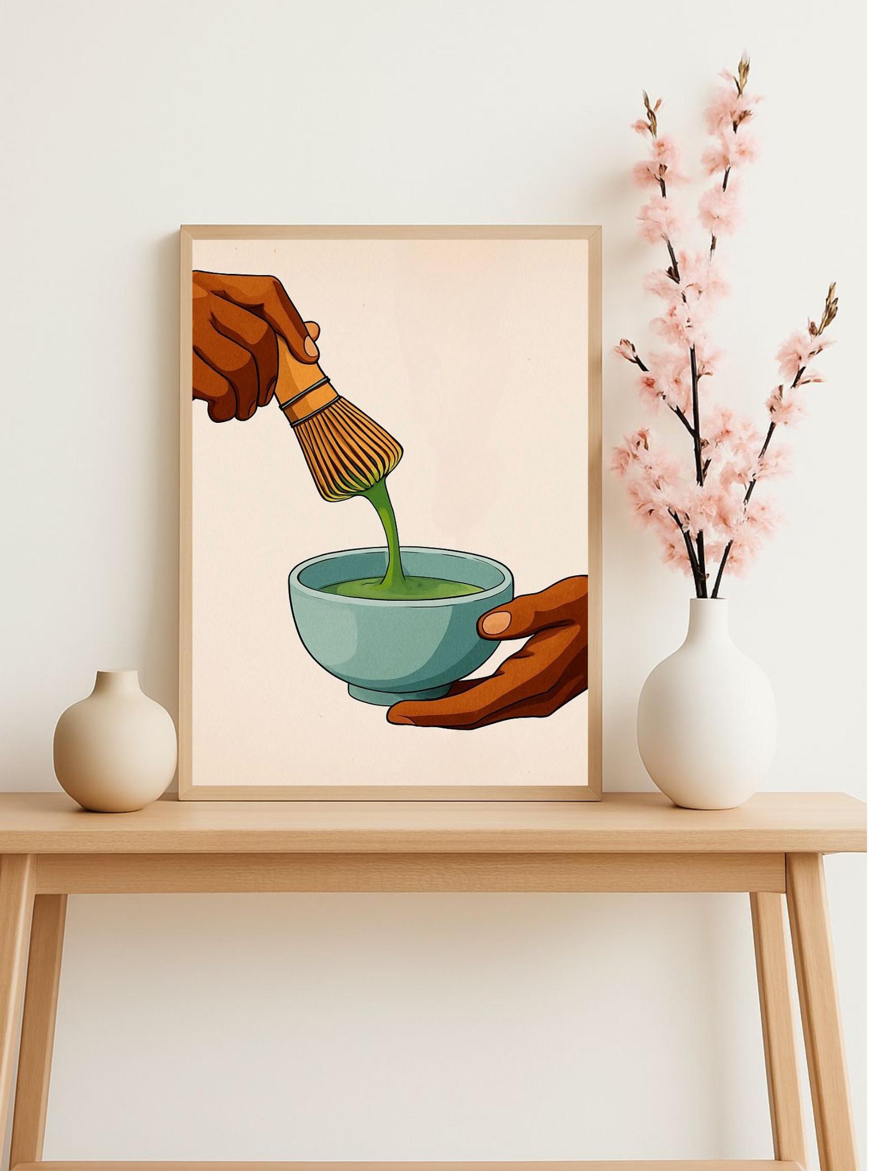 Modern Matcha Art Print – DIGITAL DOWNLOAD, Bold Japanese Tea Whisk ...