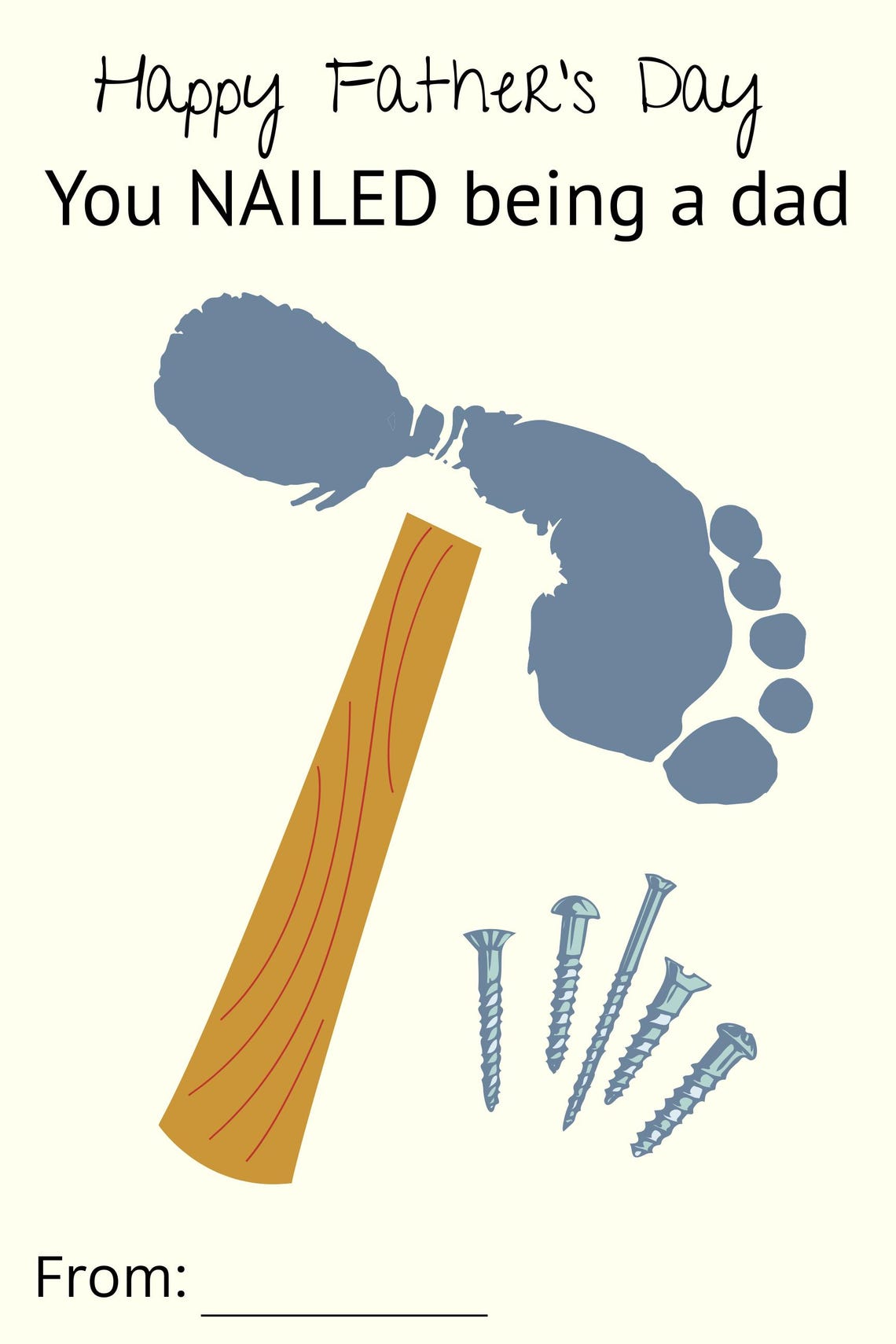 DIY Father's Day Card Bundle – DIGITAL DOWNLOAD, 5 Funny Handprint ...