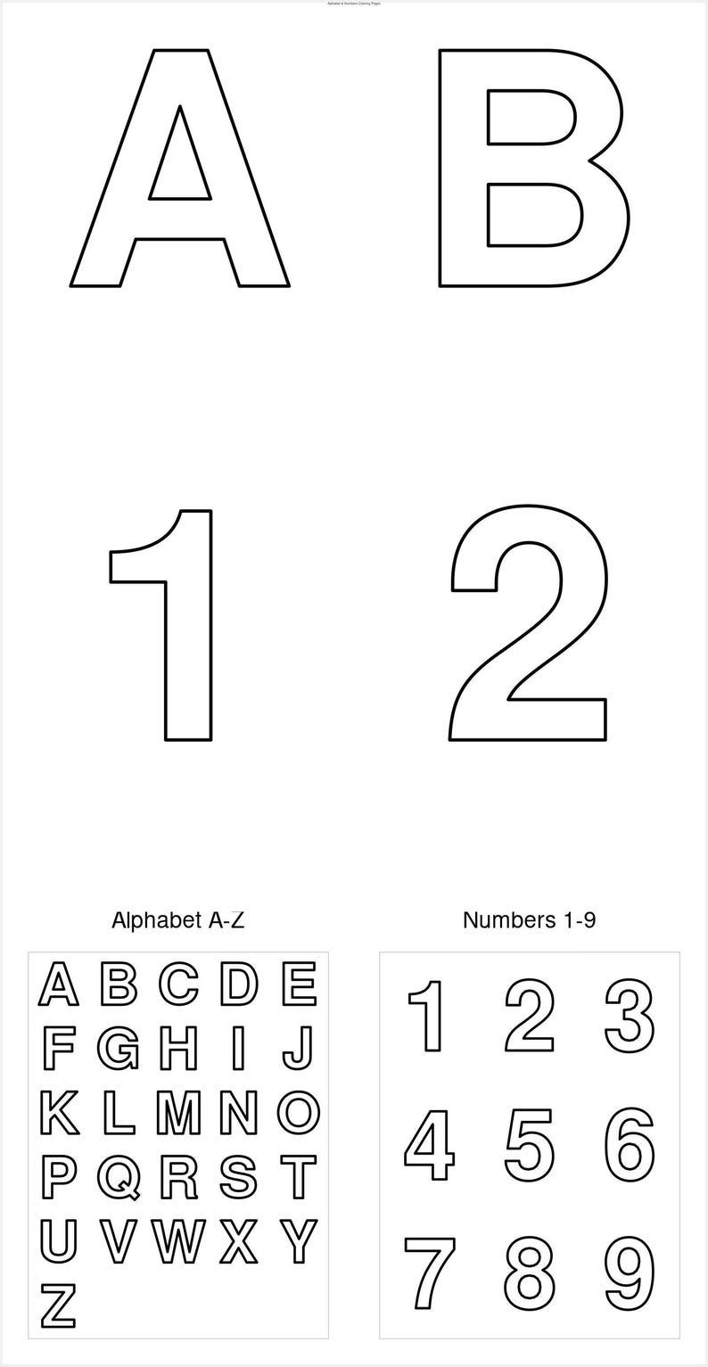 Printable Letters and Numbers Coloring Book | 36 Pages (A-Z, 1-9 ...