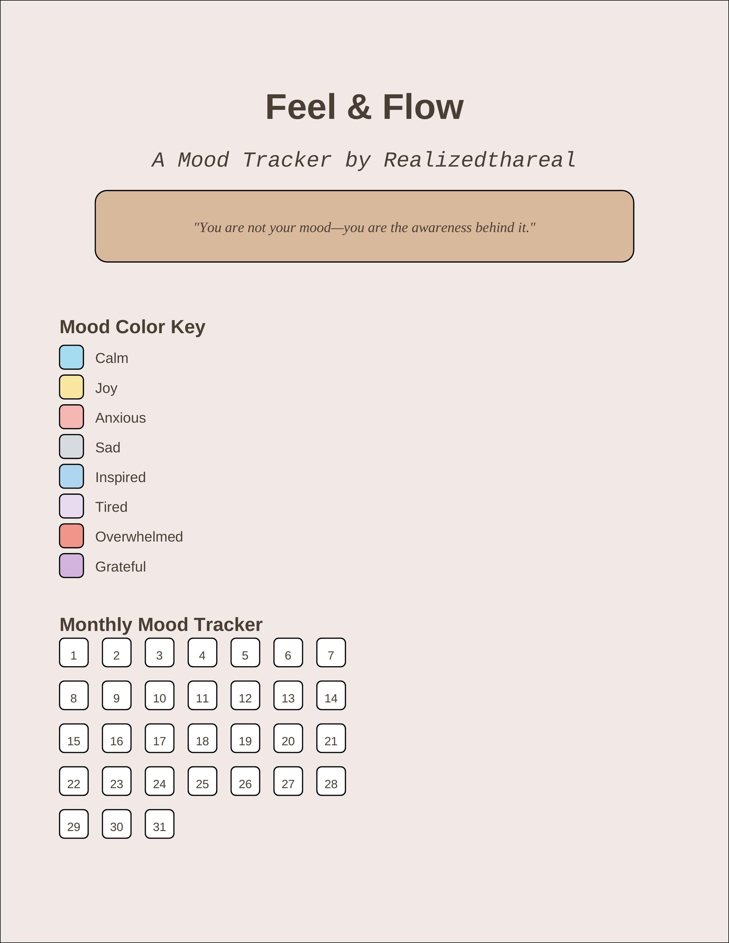 Printable Monthly Emotions Tracker | Mood Tracker PDF - Etsy