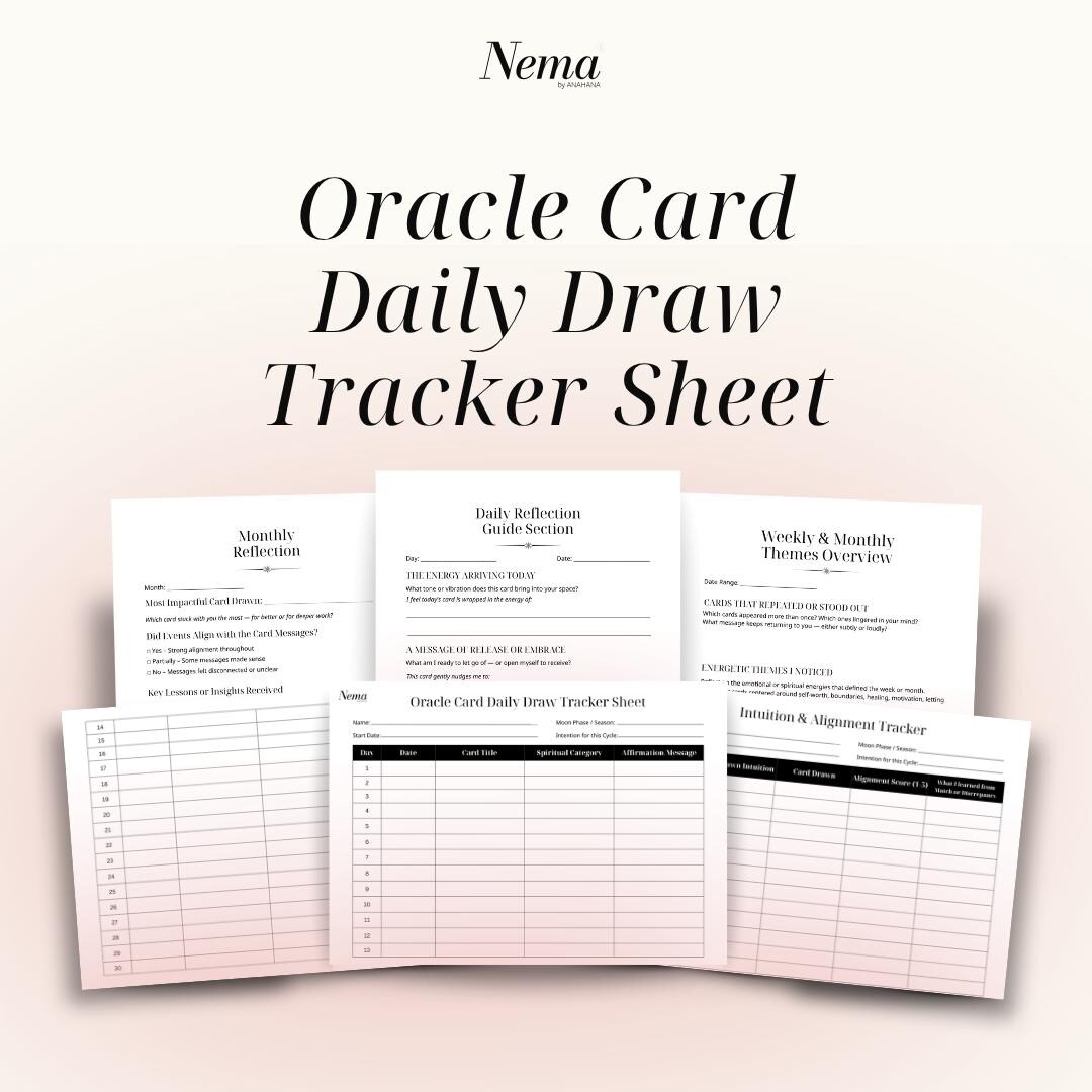 Oracle Daily Draw Tracker, Printable Oracle Card Tracer, Intuition ...