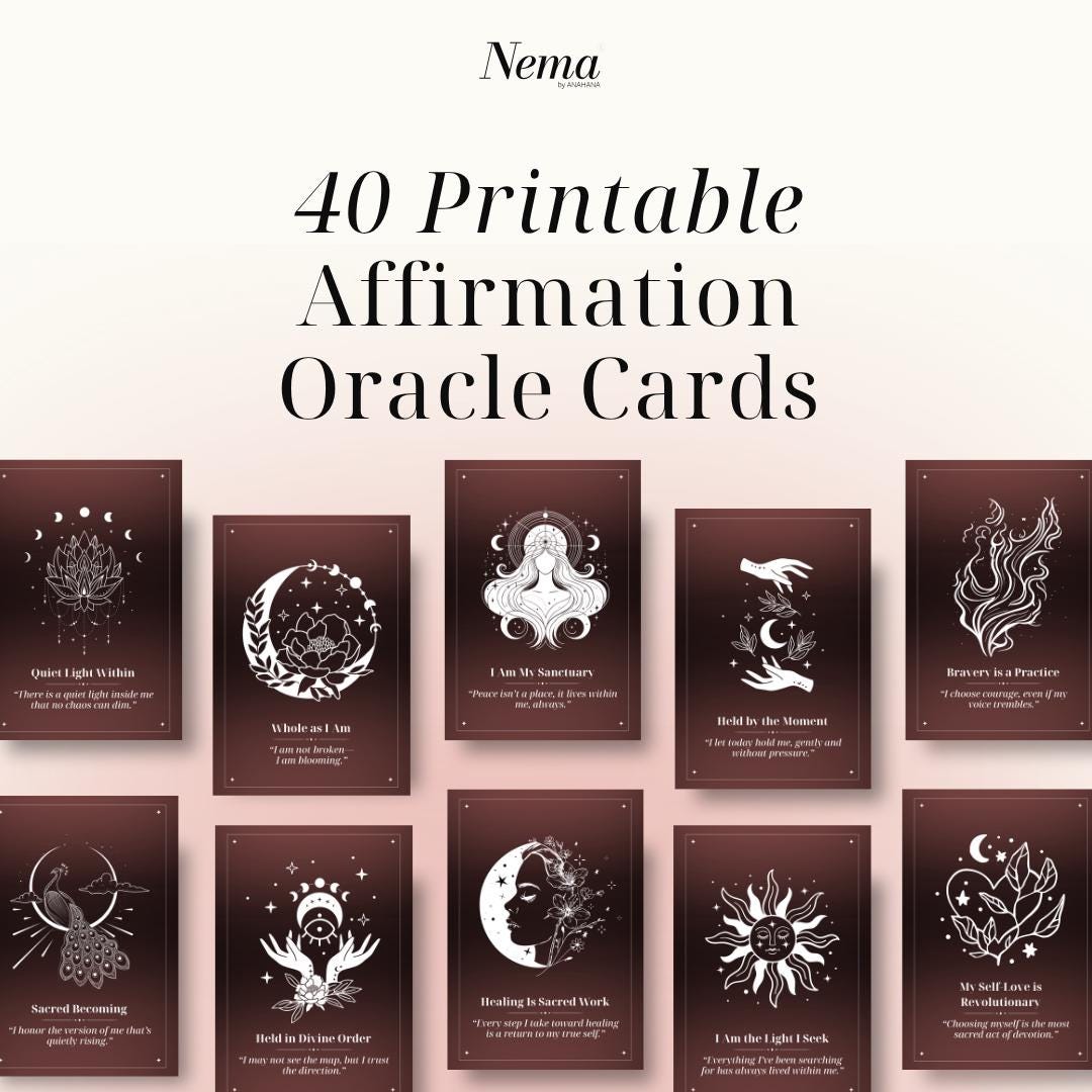 Oracle Cards, Affirmation Cards, Printable Black Oracle Cards, Daily ...