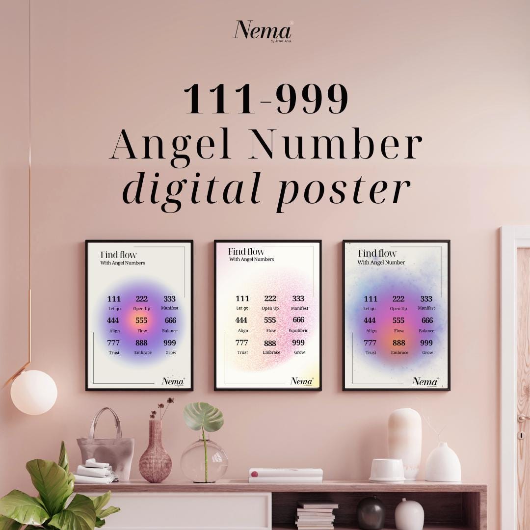 Angel Numbers 111–999 Poster, Instant Digital Download, 3 Styles for ...