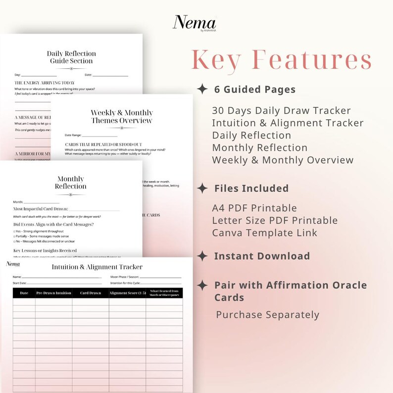 Oracle Daily Draw Tracker, Printable Oracle Card Tracer, Intuition ...