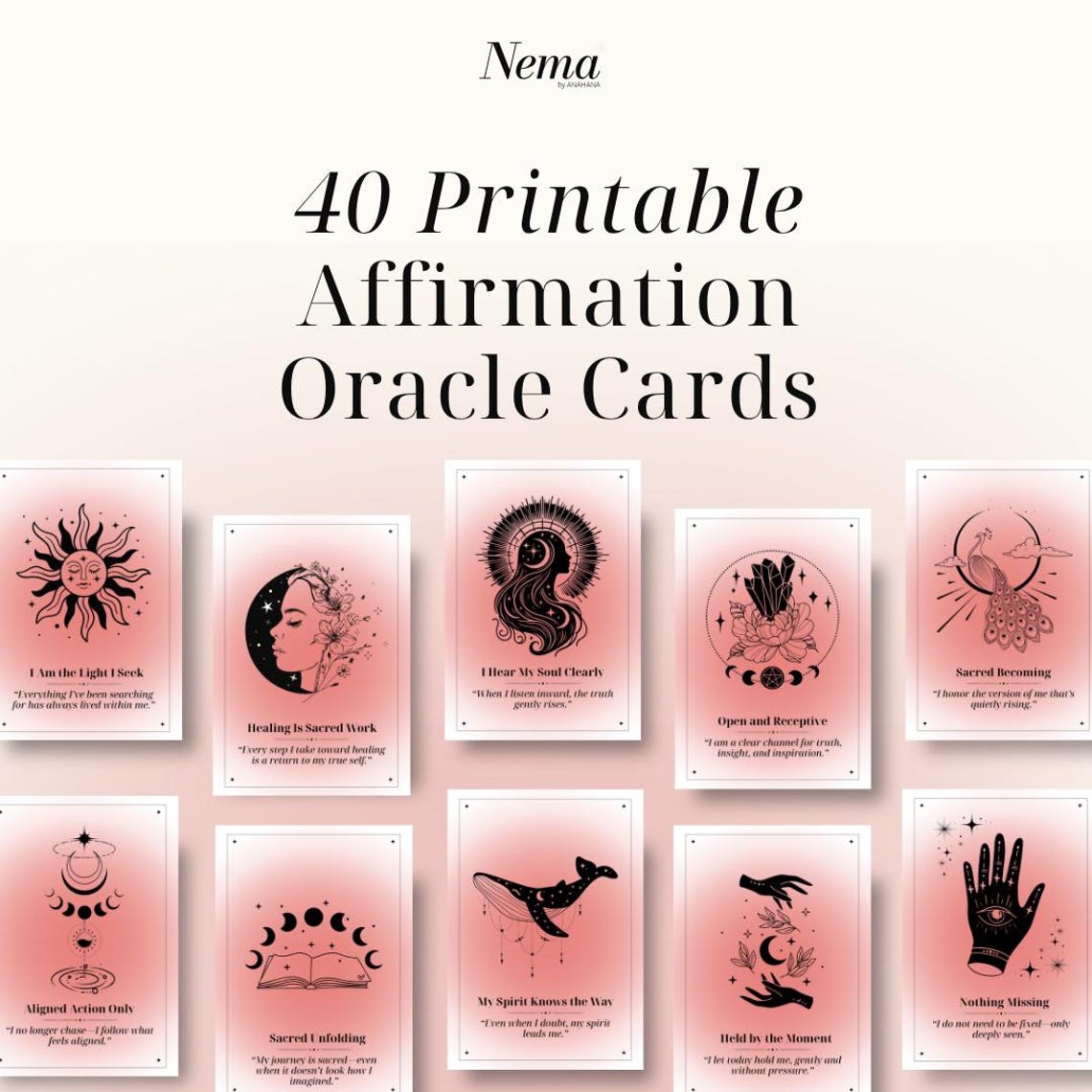 Pink Oracle Cards, Affirmation Cards, Printable Oracle Cards, Daily ...