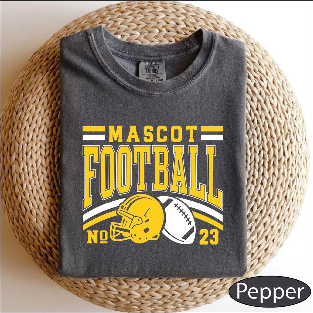 Custom Mascot Football Shirt, Comfort Colors Football Game Day Tshirt ...