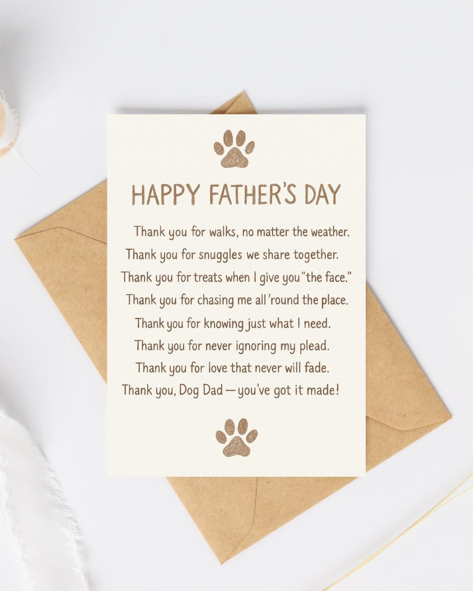 Dog Dad Father’s Day Card Printable, Poem From Dog Gift, Cute Pet Lover ...