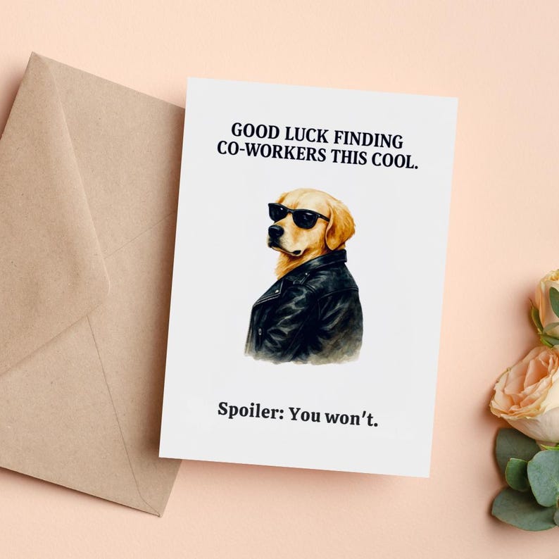 Funny Dog Farewell Card, Cool Dog Goodbye Card, Coworker Leaving Card ...