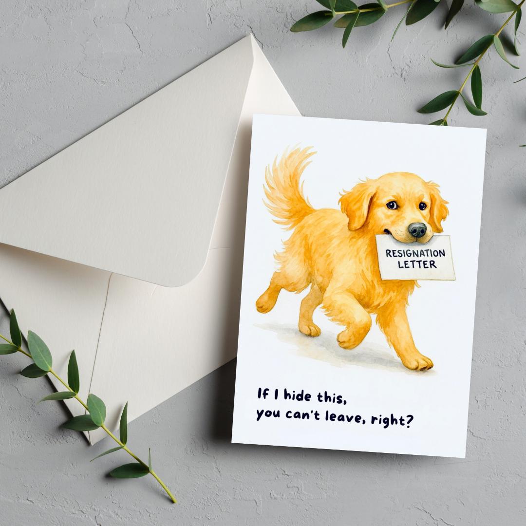 Funny Dog Farewell Card, Dog Resignation Letter Card, Goodbye Coworker ...