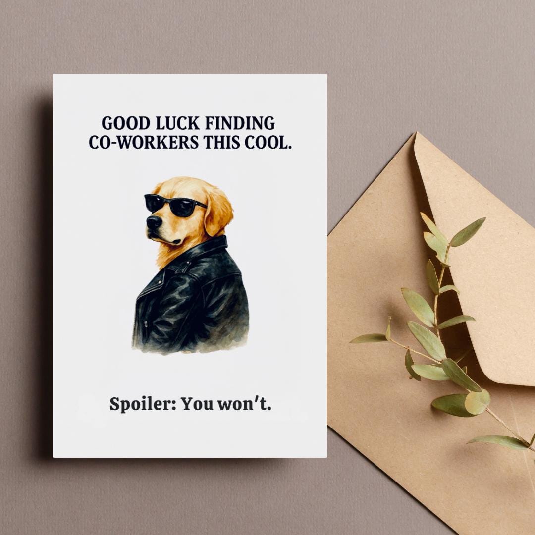 Funny Dog Farewell Card, Cool Dog Goodbye Card, Coworker Leaving Card ...