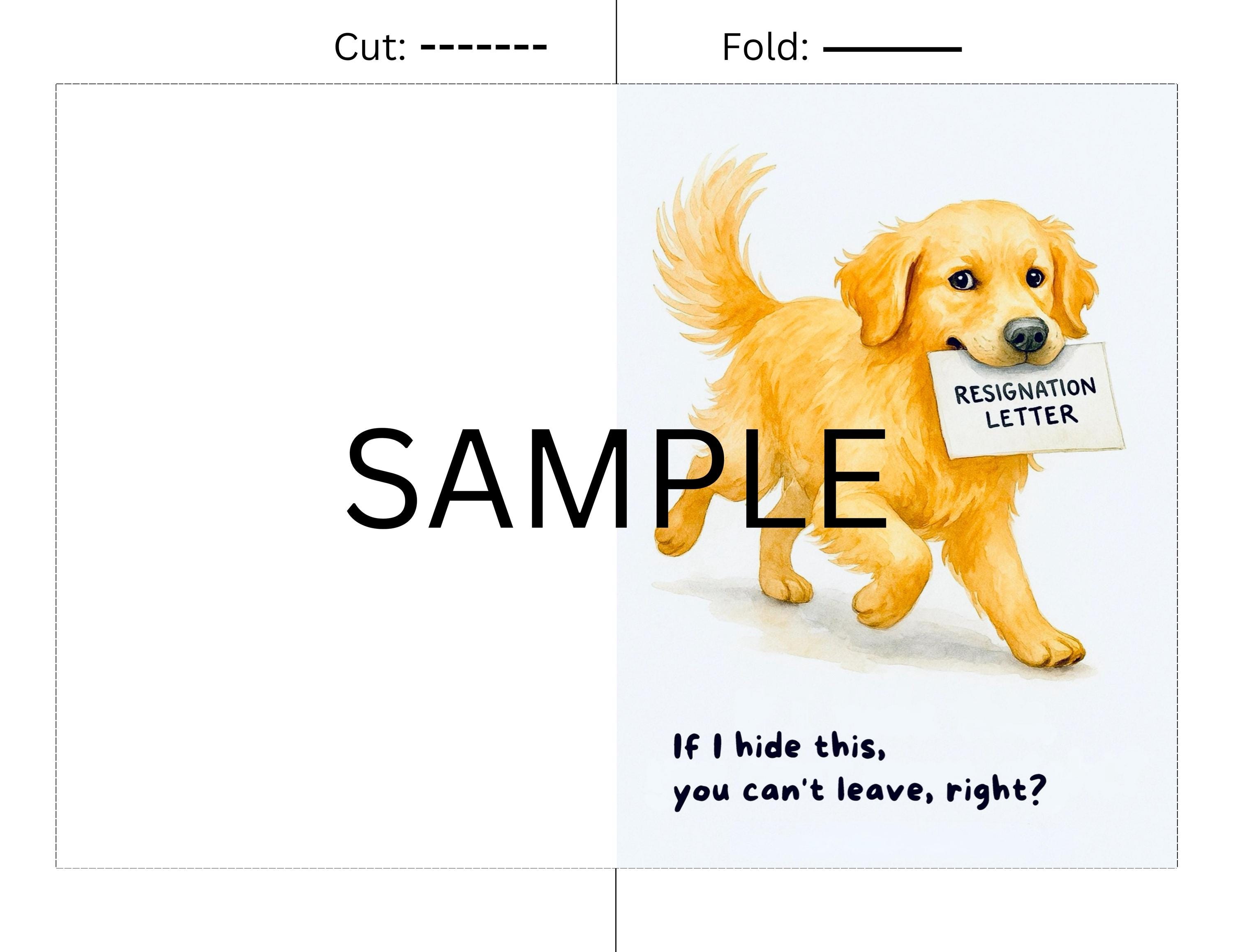 Funny Dog Farewell Card, Dog Resignation Letter Card, Goodbye Coworker ...