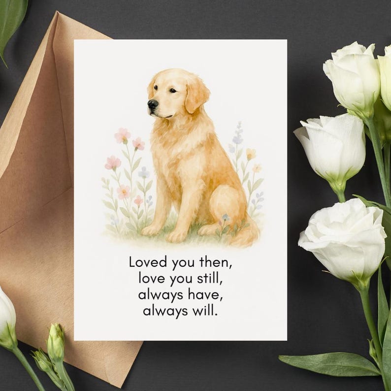 Dog Sympathy Card, Pet Loss Card, Dog Memorial Printable, Golden ...