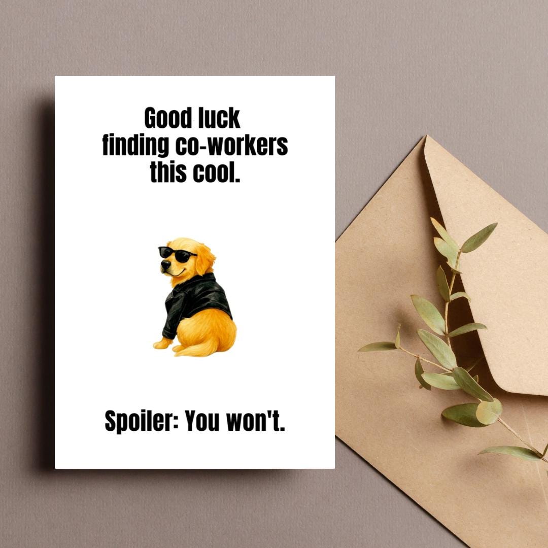 Funny Dog Farewell Card, Cool Coworker Goodbye Gift (digital Download ...