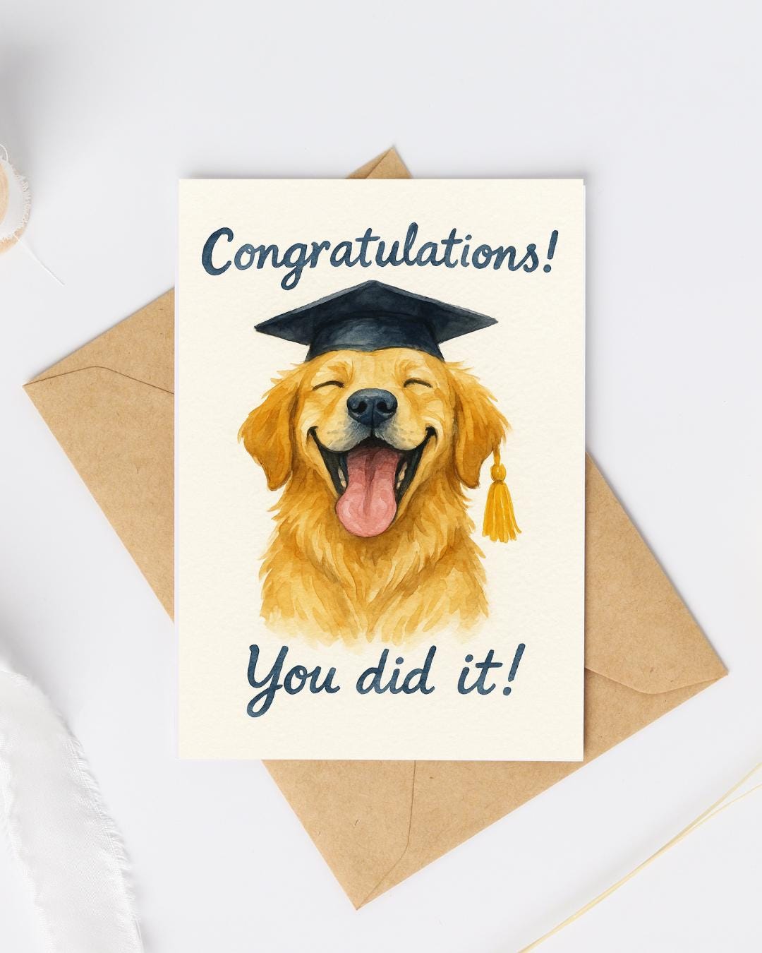 Dog Graduation Card Printable, Funny Golden Retriever Gift, You Did It ...