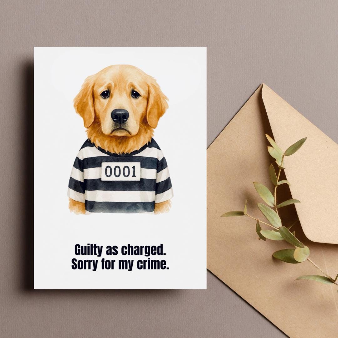 Funny Dog Apology Card, Guilty Dog Printable, Sorry Card, Dog Lover ...