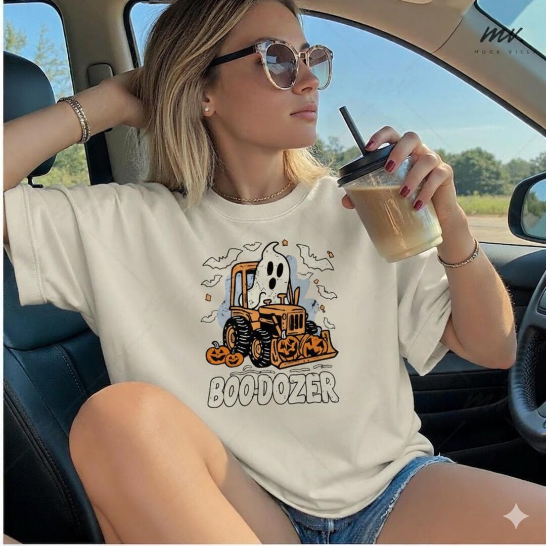 Funny Halloween Construction T-shirt Bulldozer Graphic for Youth ...