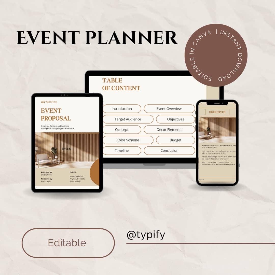 Minimal Beige Event Proposal Template | Elegant Aesthetic Business ...
