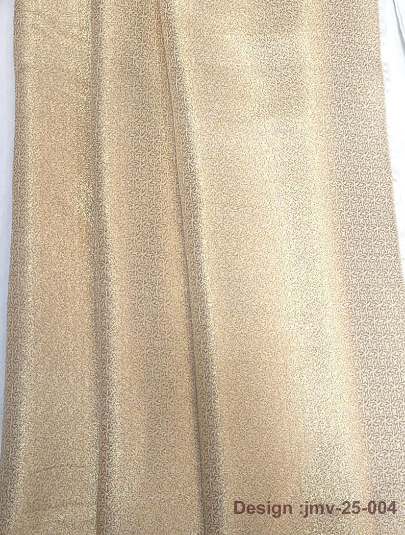 Banarsi Jamawar Fabric – Fine Gold Texture on Ivory | Dyeable | Ideal ...