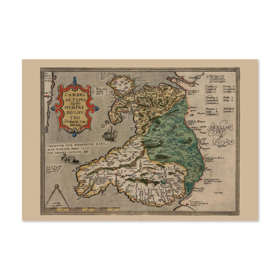 1580s “wales England” Vintage Style UK Decorative Map Poster - Etsy
