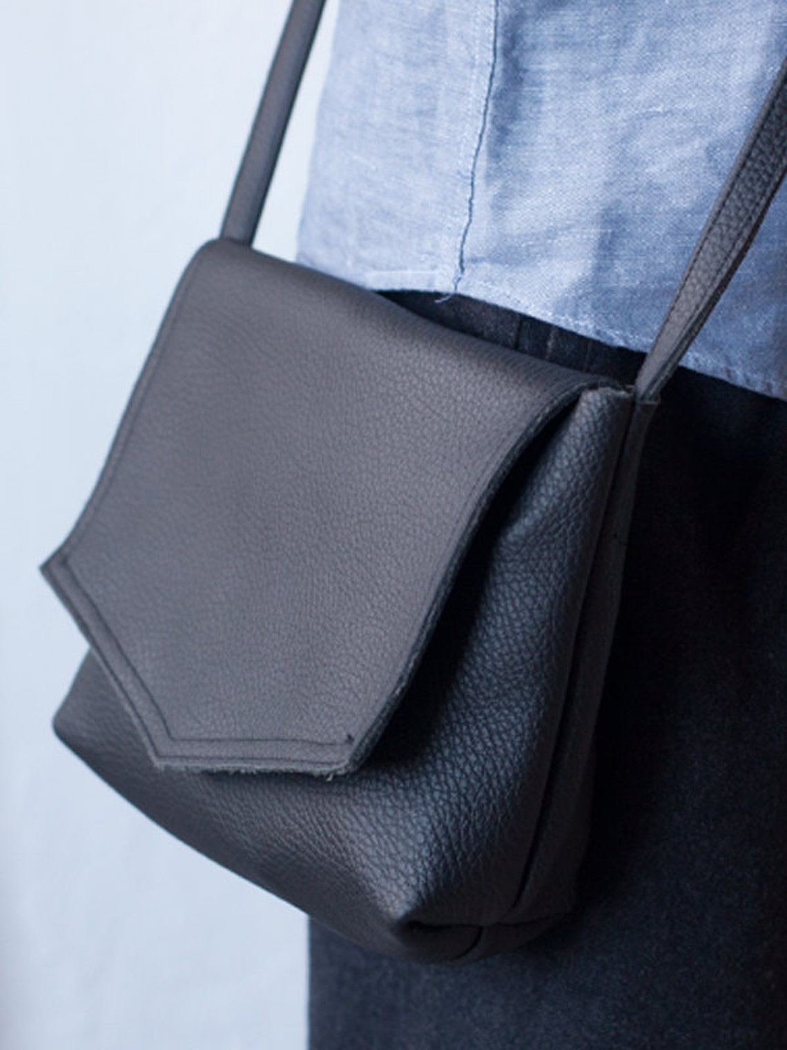 FOKS FORM Mi Bag 04 Leather Shoulder Bag Eather Bagblack - Etsy