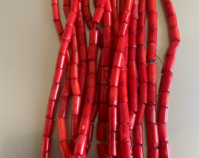 Dyed Natural Red Coral Tube Bead Strands - Etsy