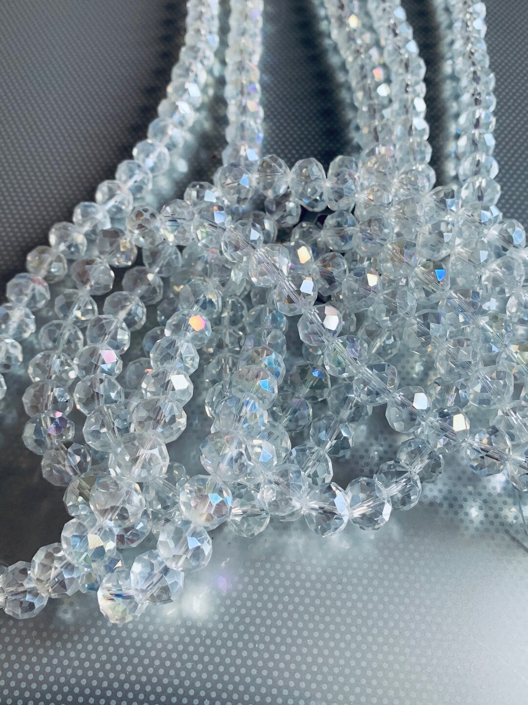 10x7mm AB Pearl Lustre Clear Faceted Crystal Beads - Etsy
