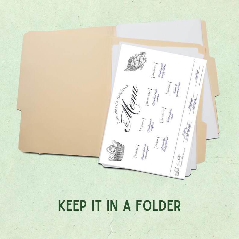 Classy Weekly Meal Planner Printable - "le Menu" - A4 & Letter Sizes ...