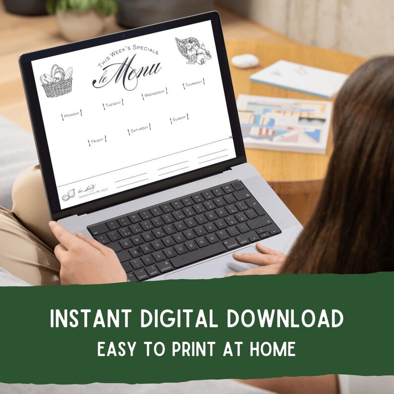 Classy Weekly Meal Planner Printable - "le Menu" - A4 & Letter Sizes ...