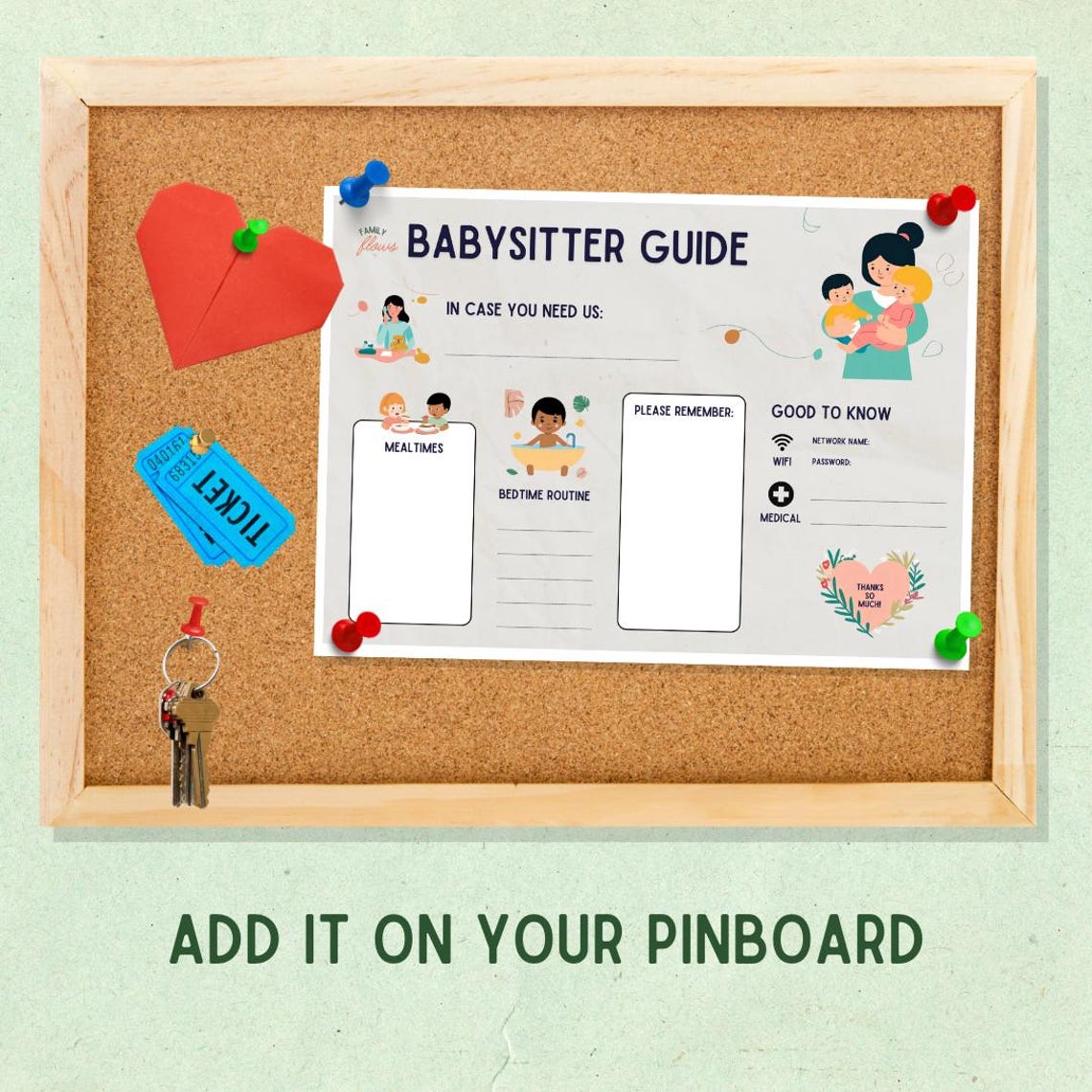 Cute Babysitter Guide Printable - "family Flows" - A4 & Letter Sizes ...