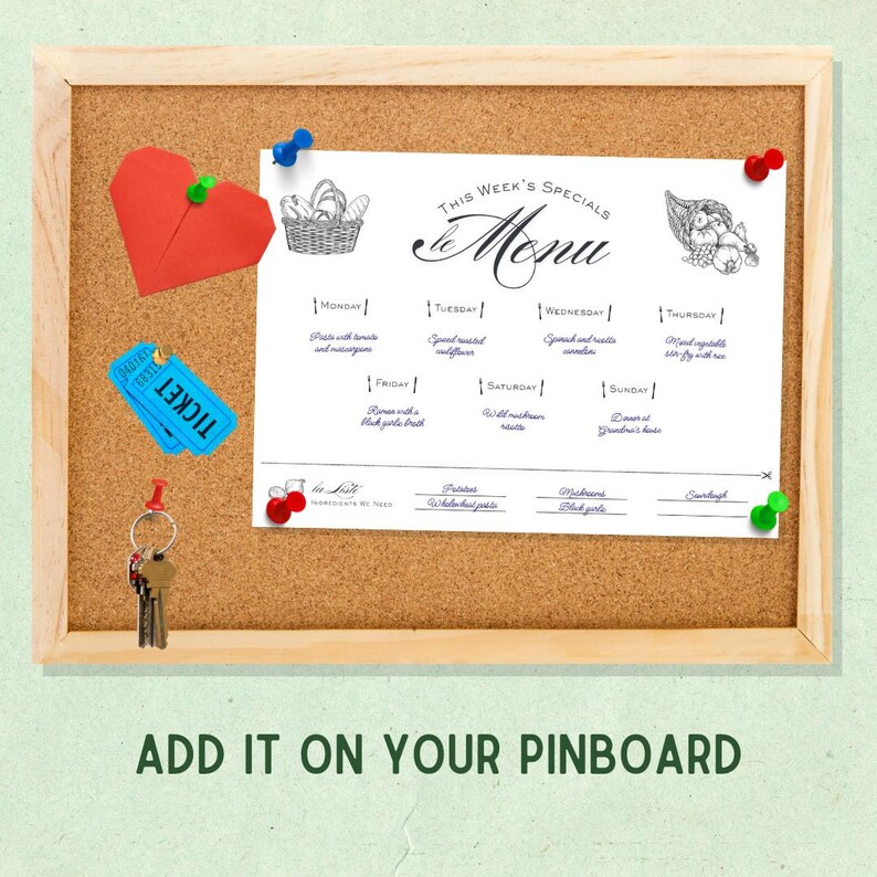 Classy Weekly Meal Planner Printable - "le Menu" - A4 & Letter Sizes ...