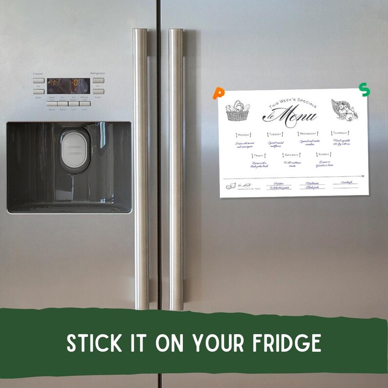 Classy Weekly Meal Planner Printable - "le Menu" - A4 & Letter Sizes ...