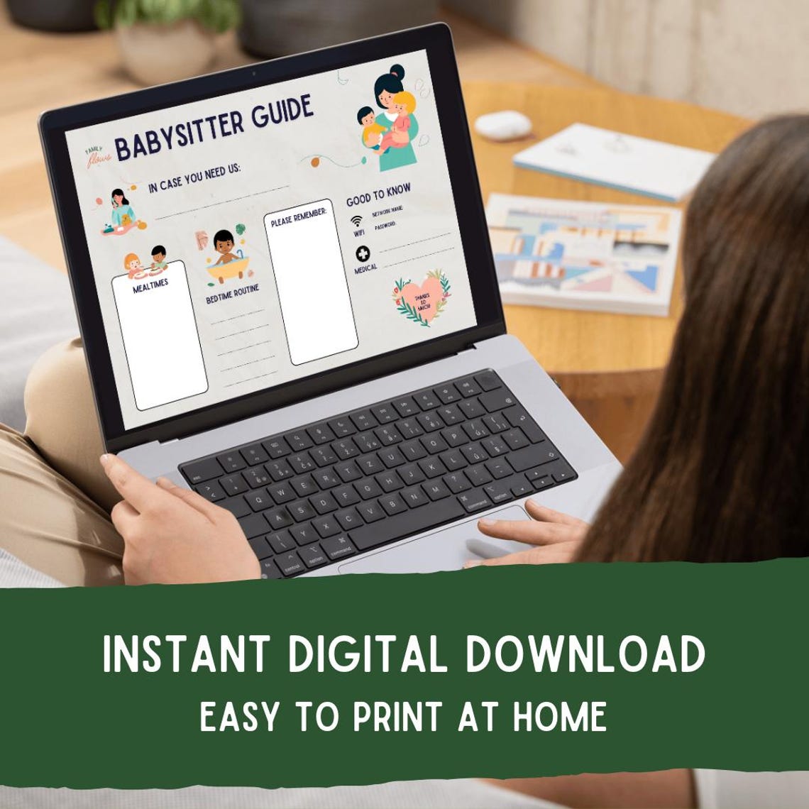 Cute Babysitter Guide Printable - "family Flows" - A4 & Letter Sizes ...