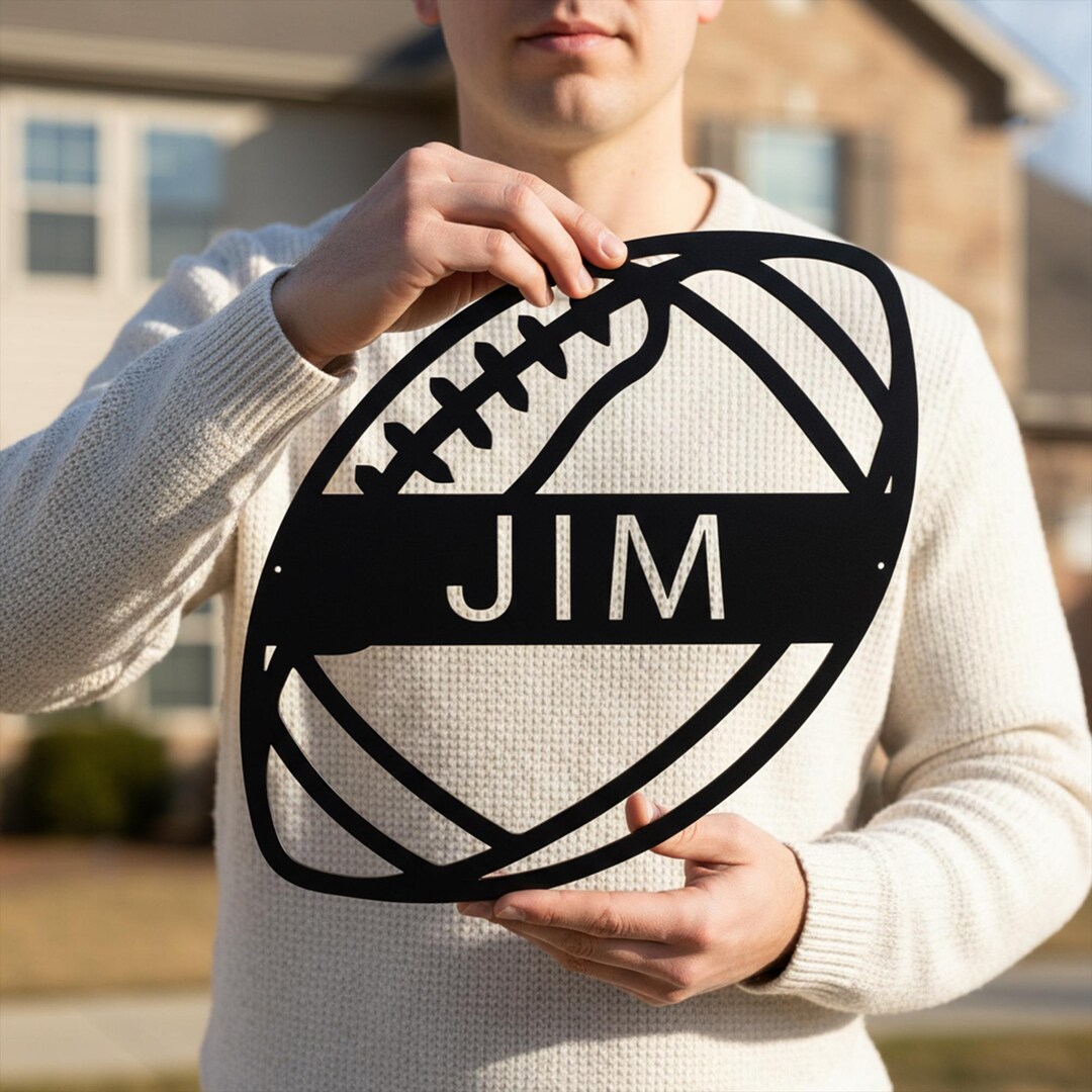 Custom Football Metal Sign,football Name Sign, Metal Football Wall Sign ...