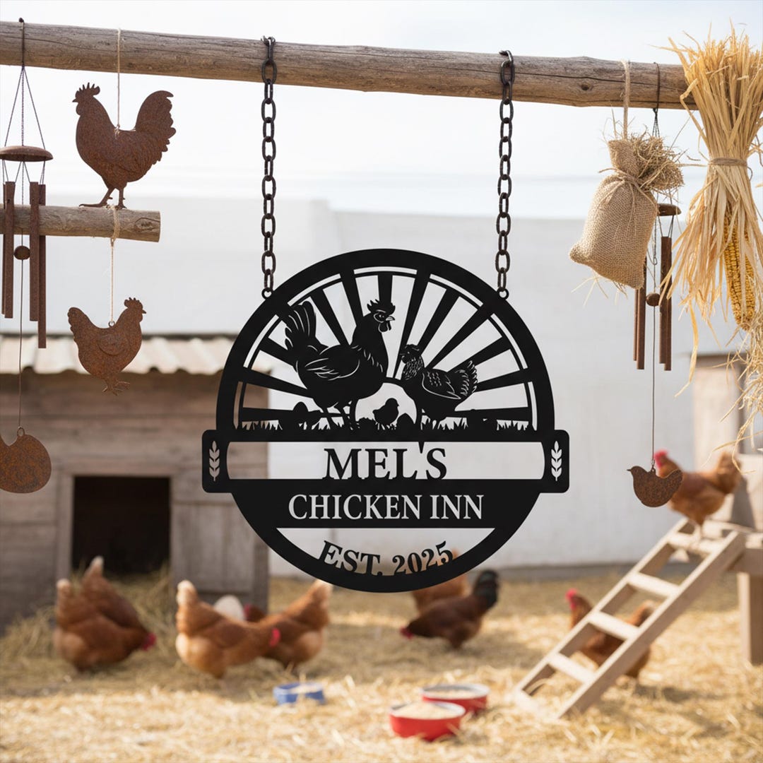 Custom Chicken Coop Metal Hanging Sign, Chicken Inn Sign, Chicken ...