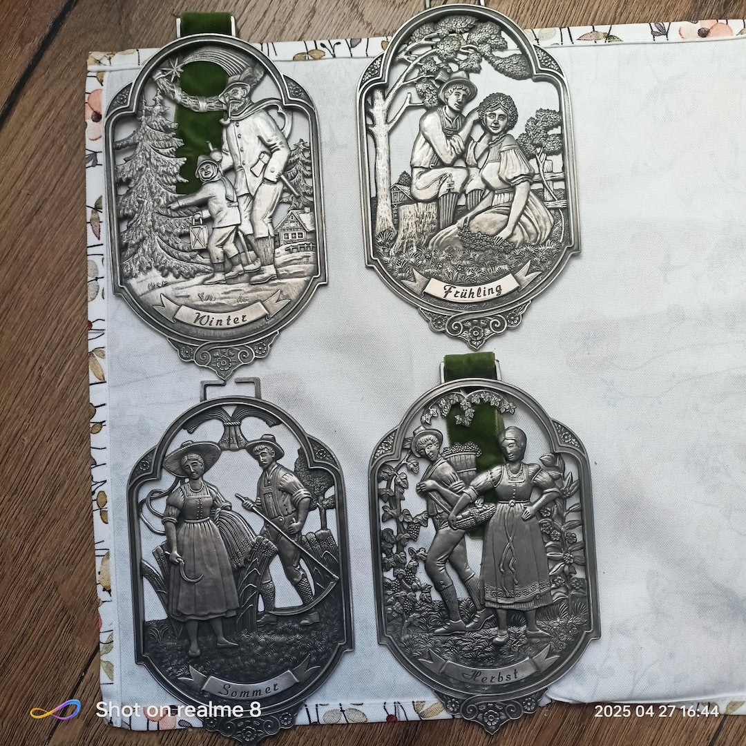 Vintage German Pewter Wall Plaques - Four Seasons Set (heilbronn ...