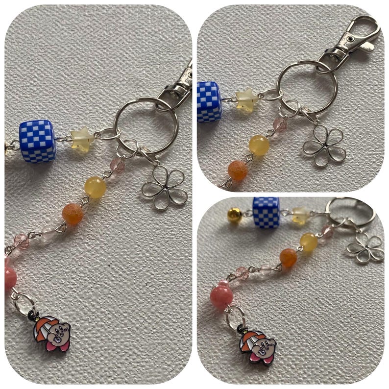 Kawaii Pink Character Keychain: Upcycled Enamel Charm, Gamer Backpack ...