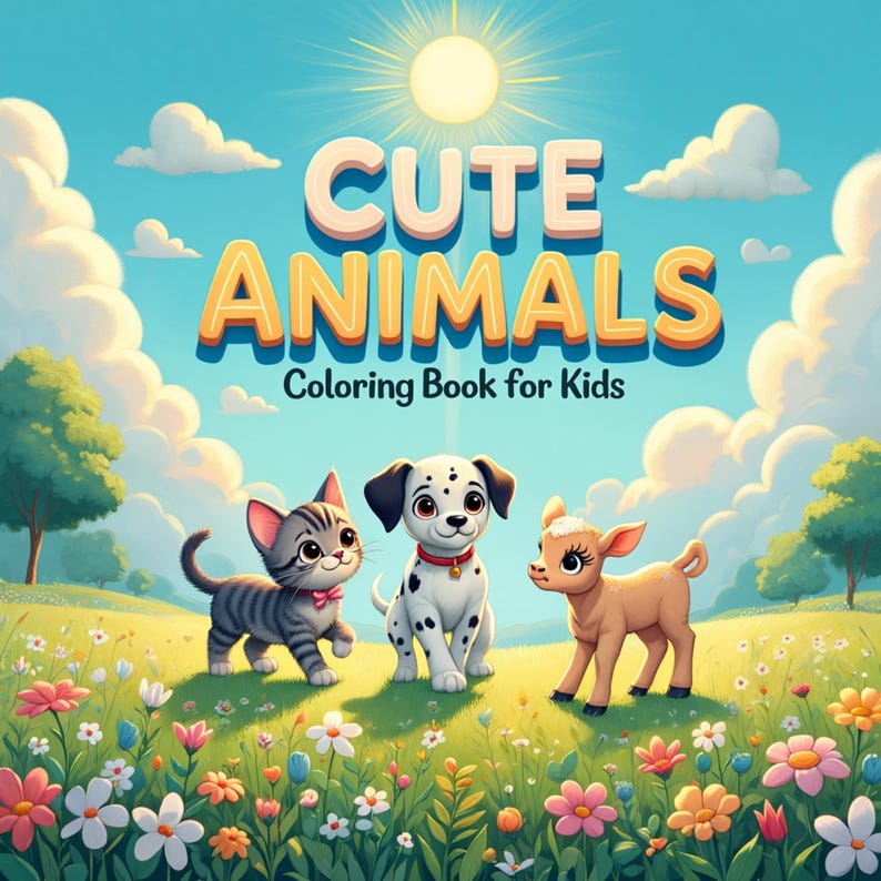 Cute Animals Coloring Book for Kids. 43 Adorable Animal Pages to Color ...