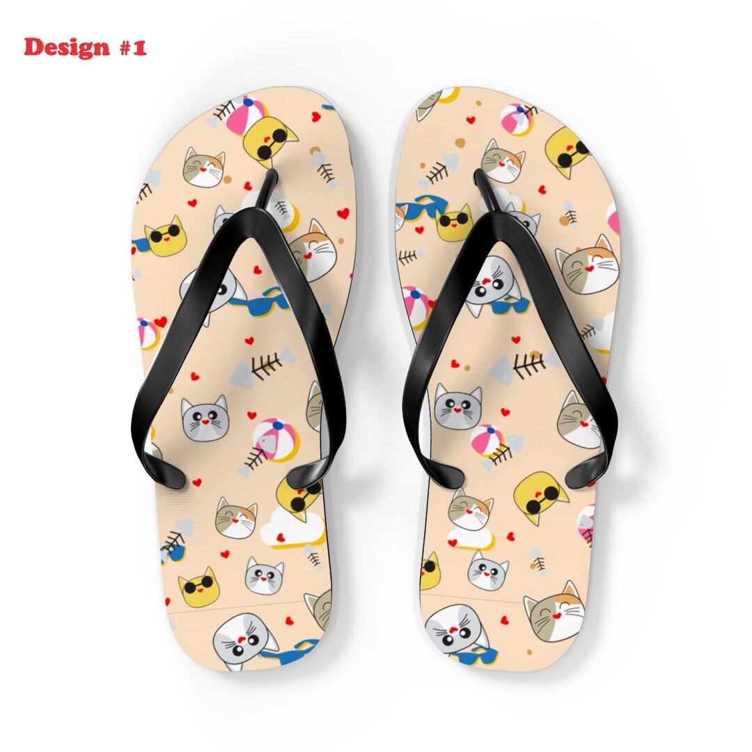 Cute Cat Flip Flops | Adorable Cat-themed Beach Sandals, Summer ...