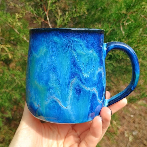 Blue Pottery Mugs - Etsy