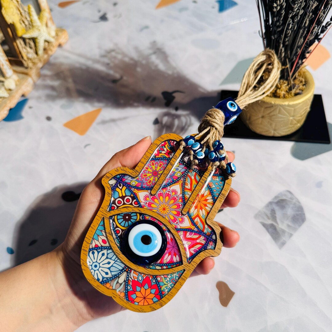 Handmade Fatima Hand Evil Eye Wall Hanging: Turkish Nazar Amulet - Etsy